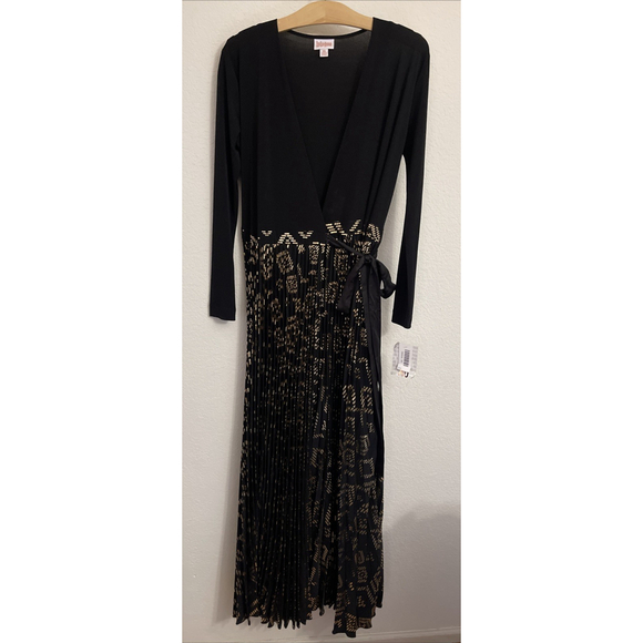 LuLaRoe | Dresses | Nwt Lularoe Dress Deanne Black Gold Long Sleeve ...